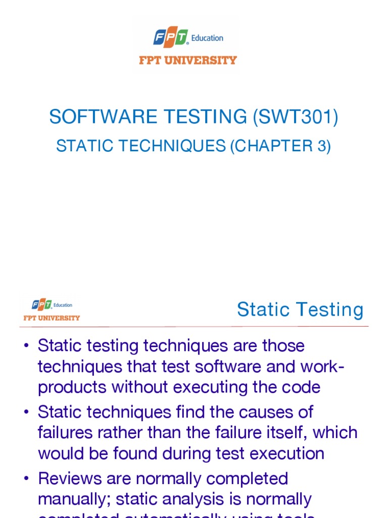 SWT3 Static Techniques | PDF | Variable (Computer Science) | Scope (Computer Science)