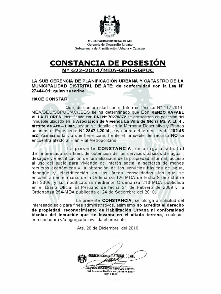 Constancia Sonia Gladys Saavedra Leon | PDF | Lima | Perú