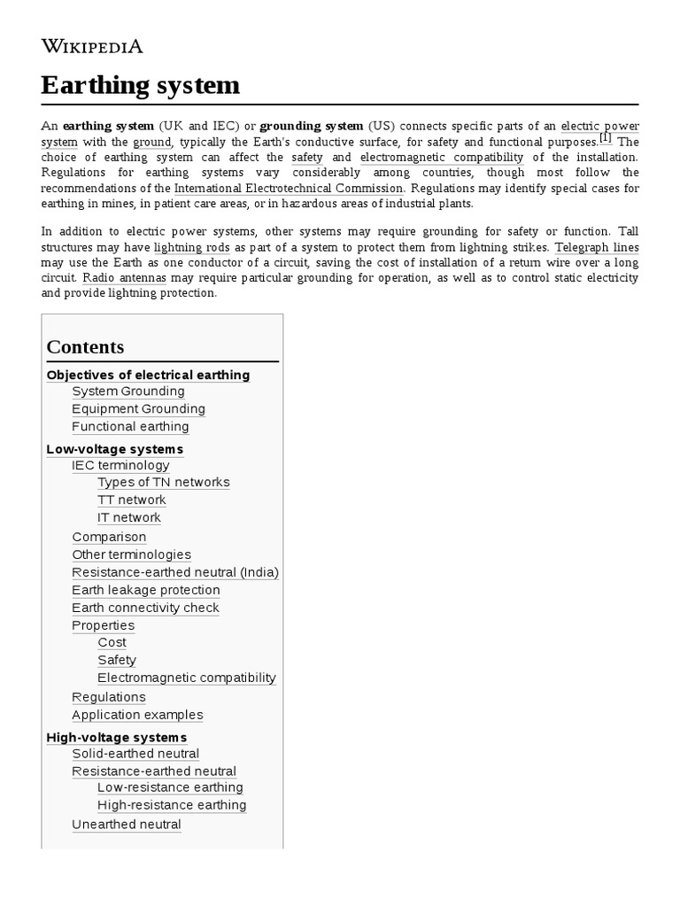 Earthing System | PDF | Electrical Engineering | Electric Power ...