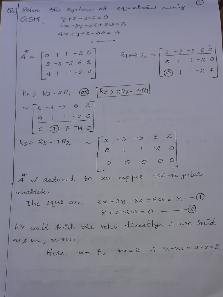 Soln of System of Eqns Using Fundamental Theorem | PDF