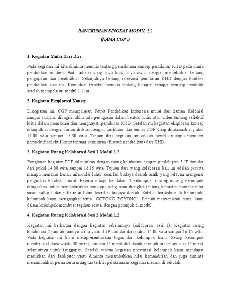 Contoh Rangkuman Singkat Modul 1 | PDF