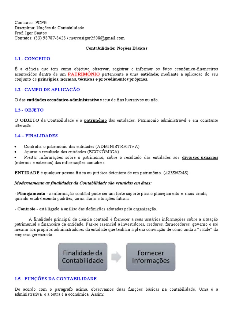 Contabilidade Básica: Conceitos e Finalidades | PDF | Contabilidade | Relatório anual