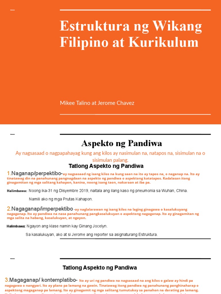 Estruktura NG Wikang Filipino at Kurikulum | PDF