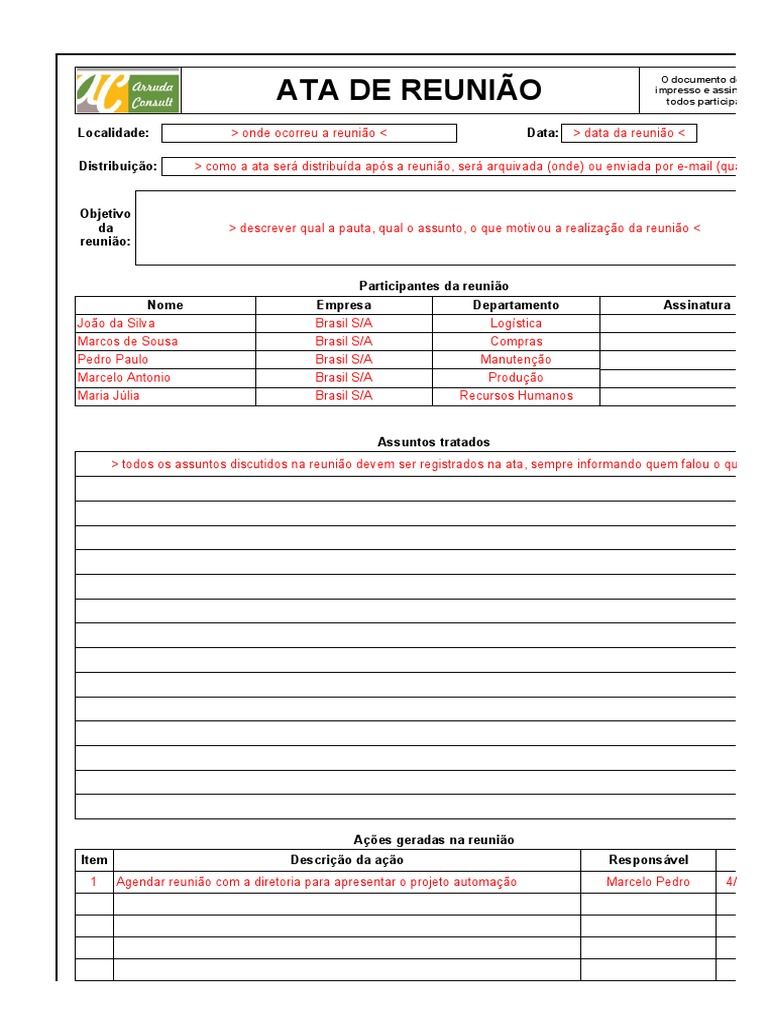 Ata de Reunião - Modelo | PDF