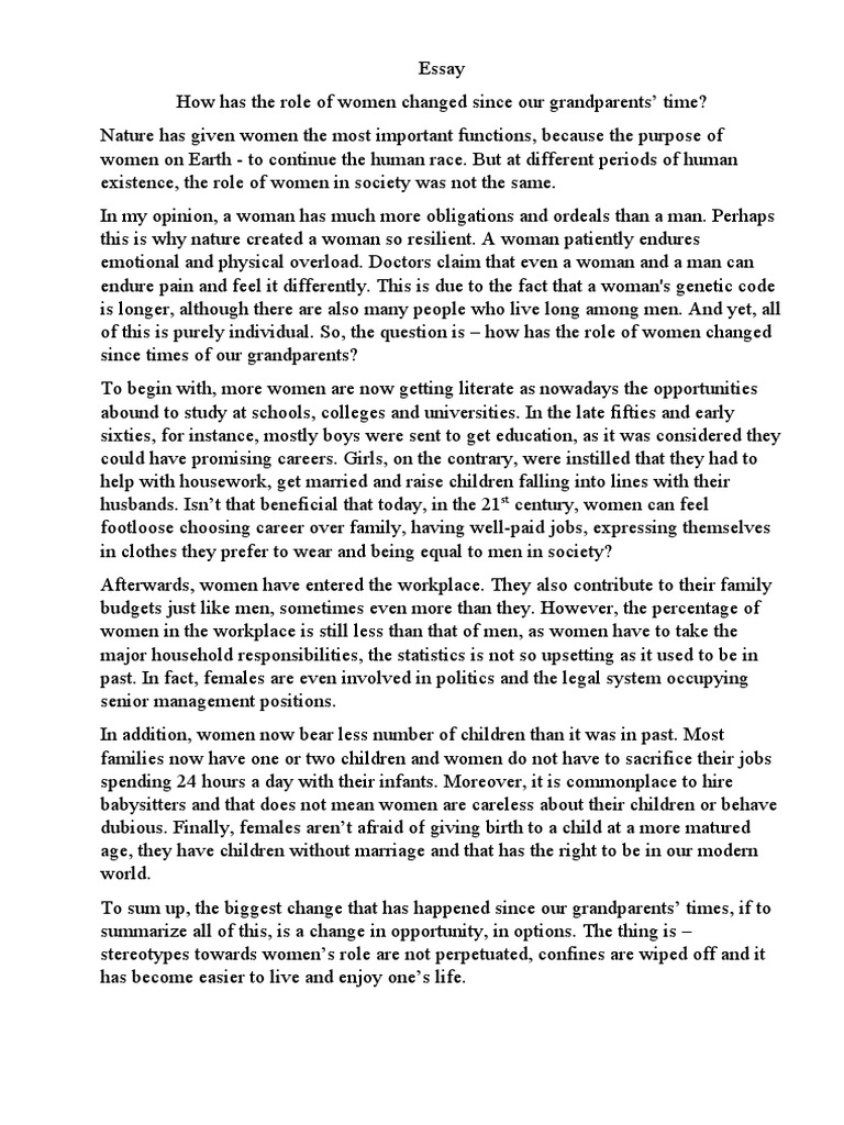 Essay | PDF | Gender Role | Behavioural Sciences