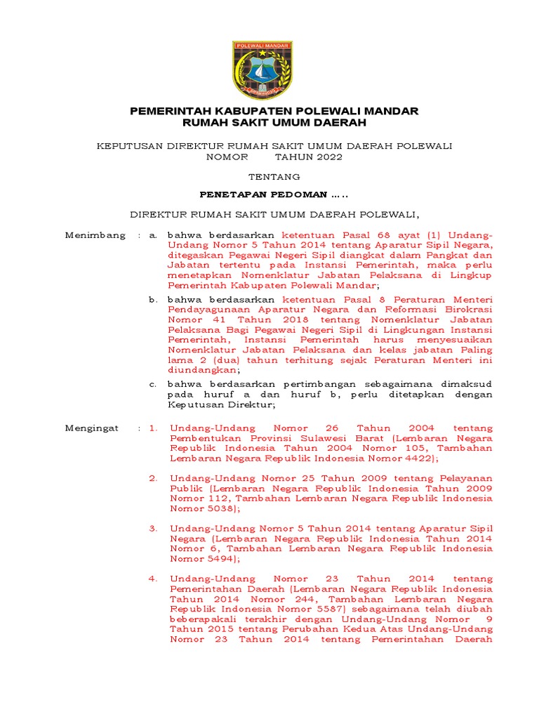 Contoh SK Penetapan Pedoman | PDF