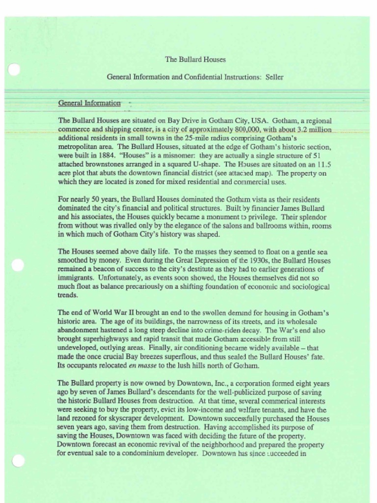 NEGOTIATIONS - CASE Bullard Houses - ROLE Seller | PDF