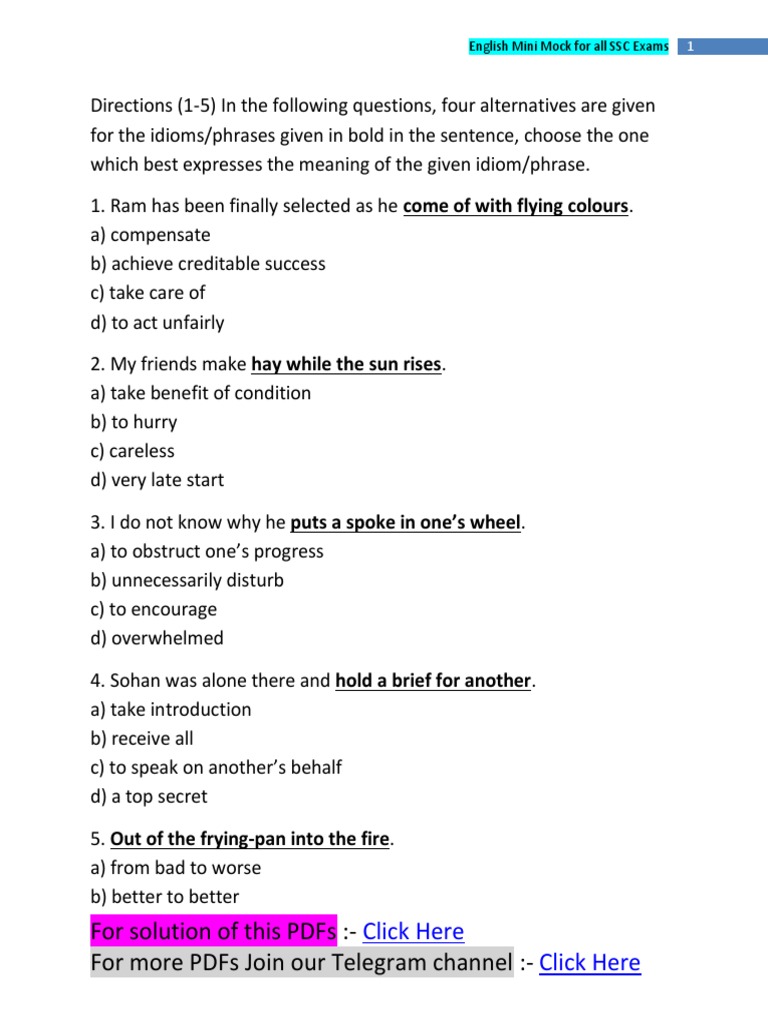 SSC Steno English Mini Mock 5 | PDF | Psychology | Cognitive Science