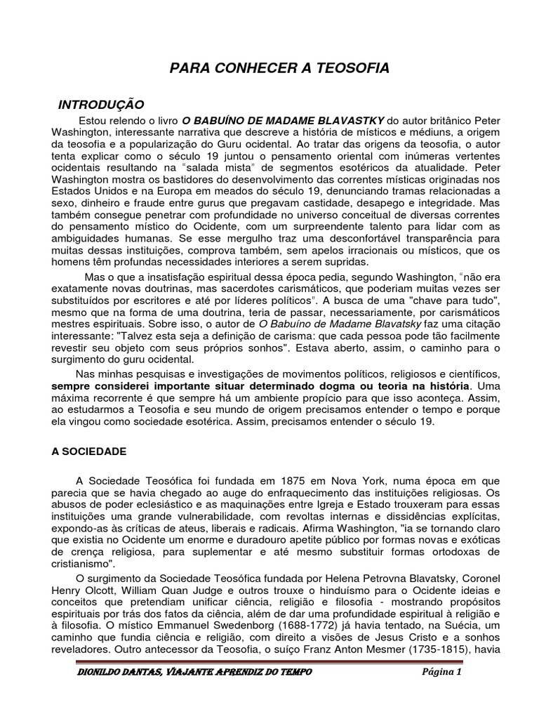 Para Conhecer A Teosofia 2 | PDF | Teosofia | Helena Blavatsky
