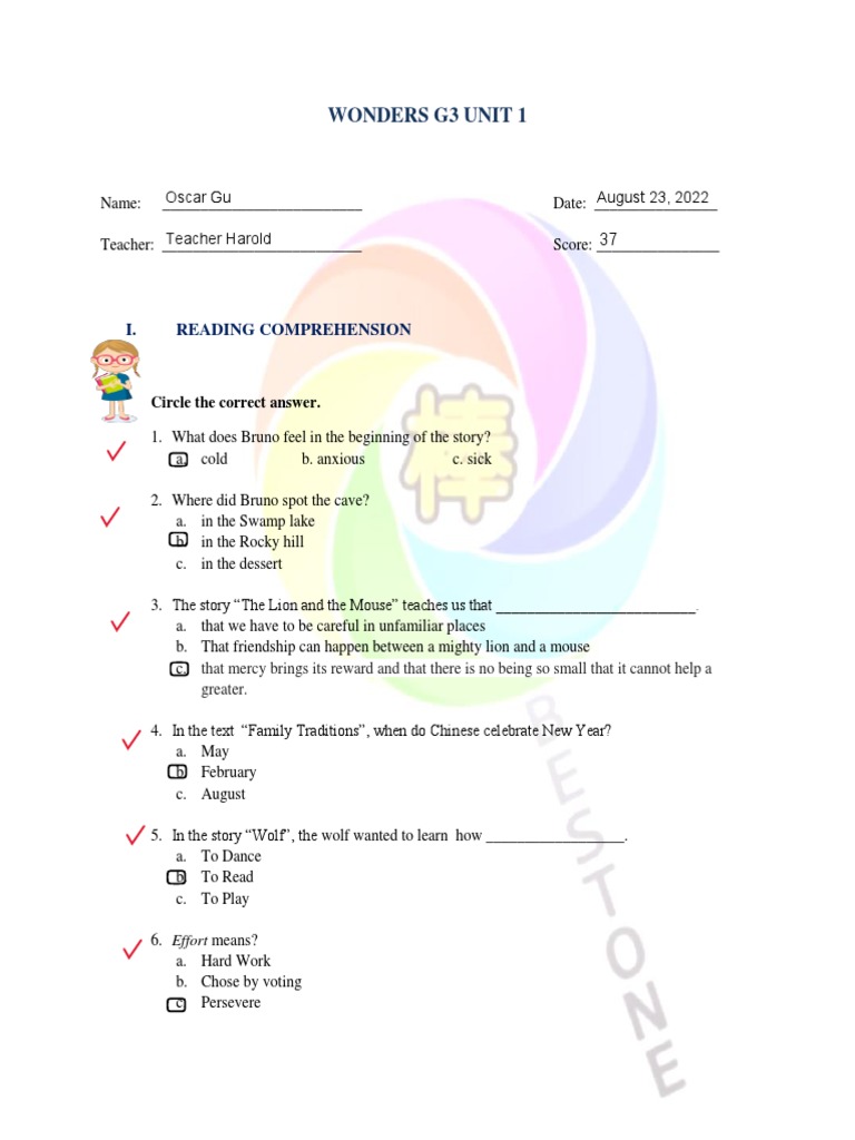Oscar Gu Wonders g3 Unit 1 | PDF