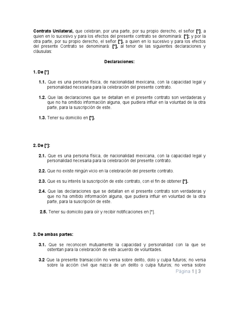Machote de Contrato Unilateral | PDF | Ley común | Justicia