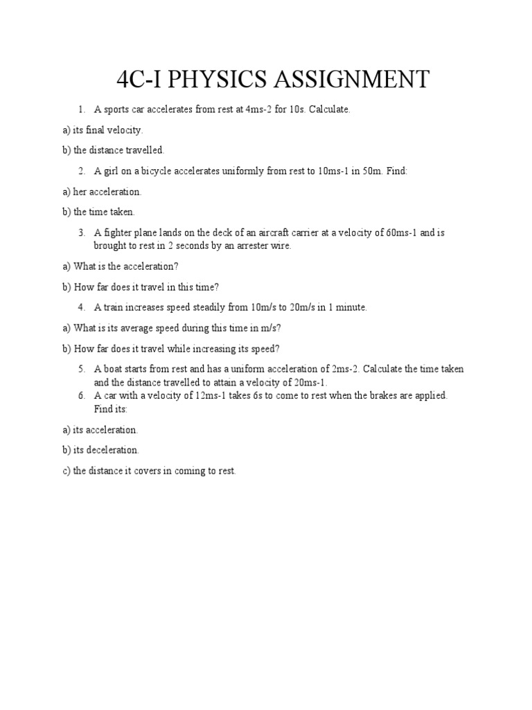Suvat Equation Worksheet | PDF
