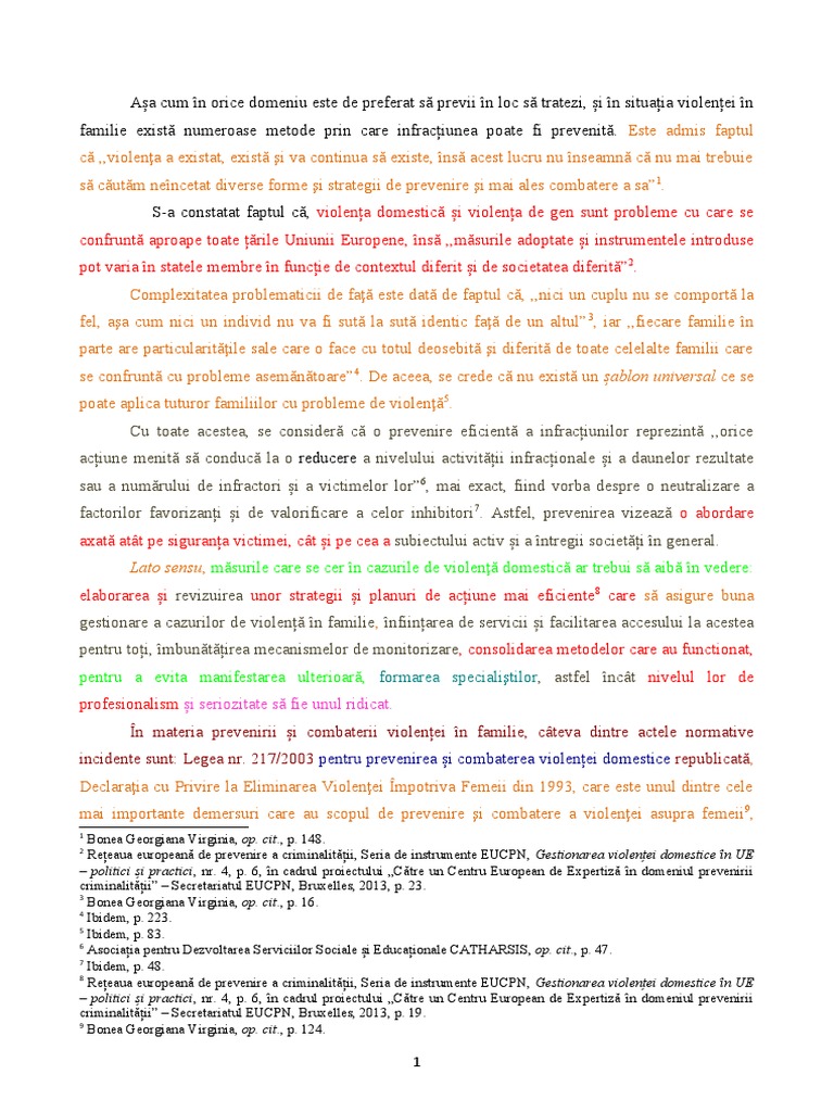 Prevenirea Si Combaterea Violentei in Familie | PDF