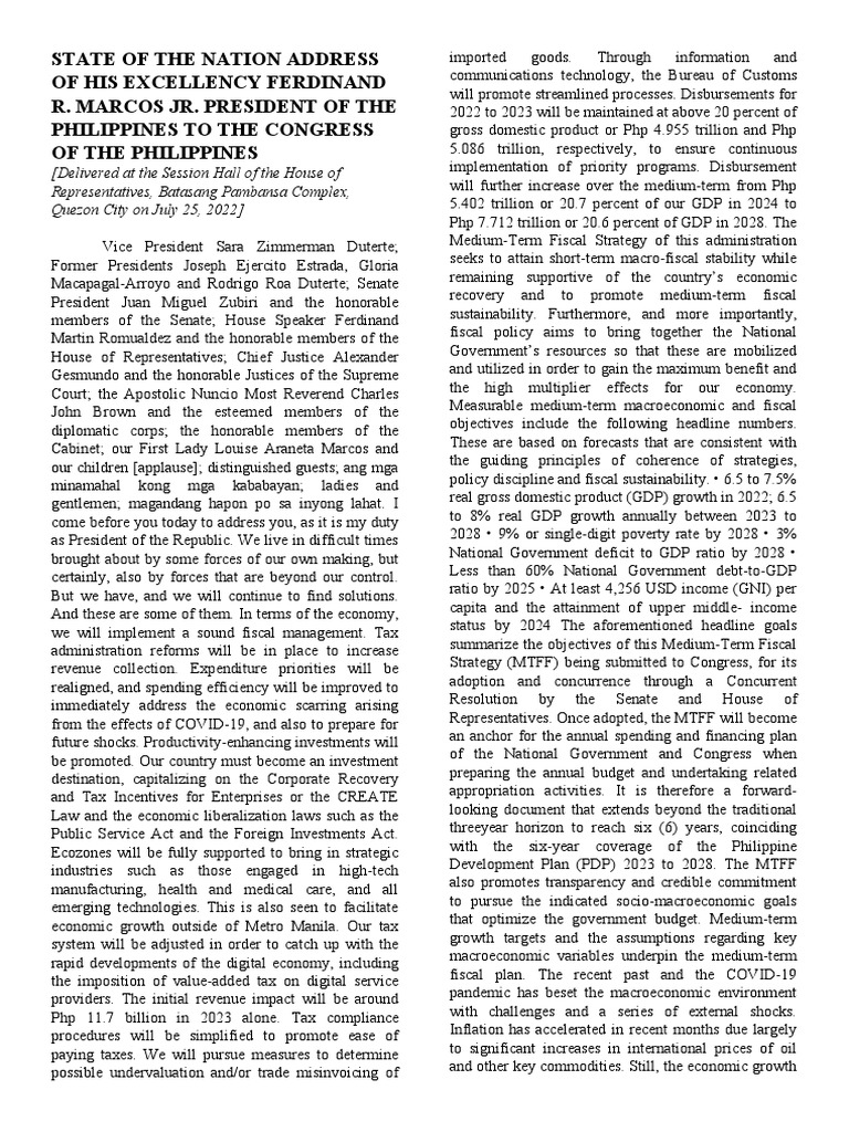 2022 SONA Transcript | Download Free PDF | Wind Power | Taxes