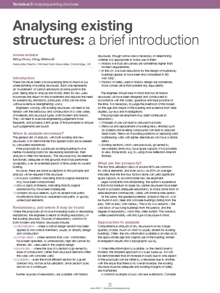 Analyzing Existing Structures for Redundancy | PDF | Beam (Structure ...