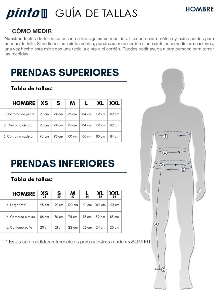 Guías de tallas para prendas de vestir: medidas clave para encontrar el tamaño adecuado | PDF