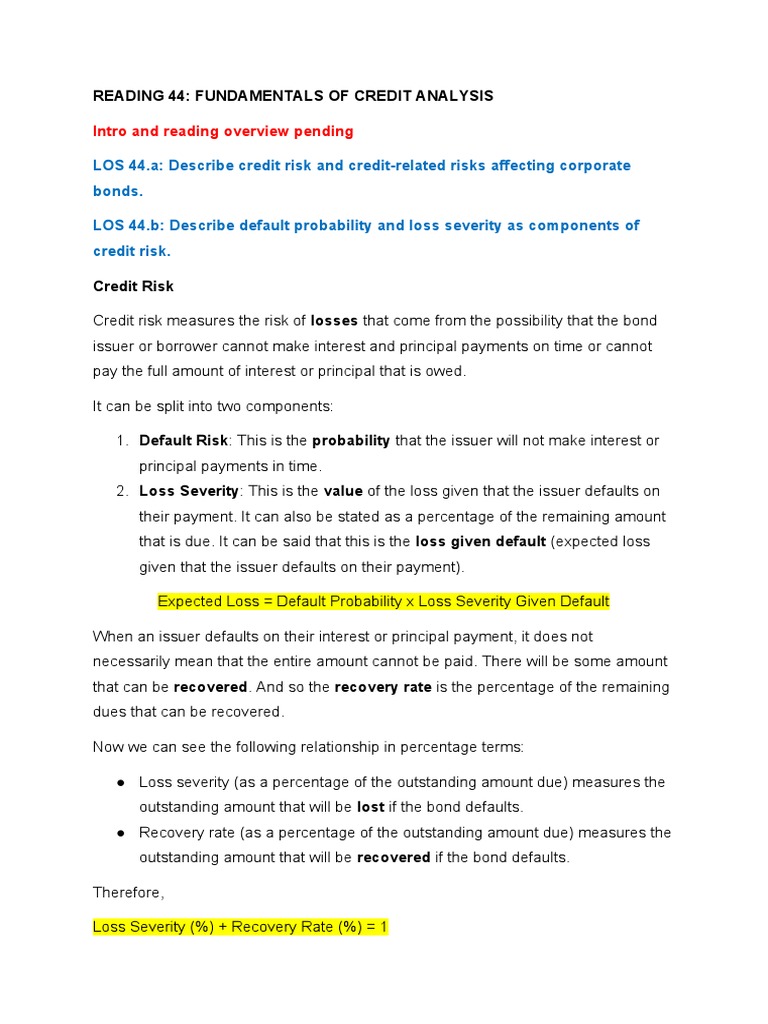 FI - Reading 44 - Fundamentals of Credit Analysis | PDF | Bond Credit ...