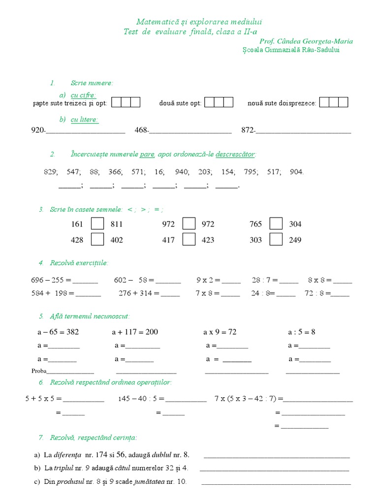 test-final-MEM-clasa-a-II-a - CANDEA GEORGETA-MARIA | PDF