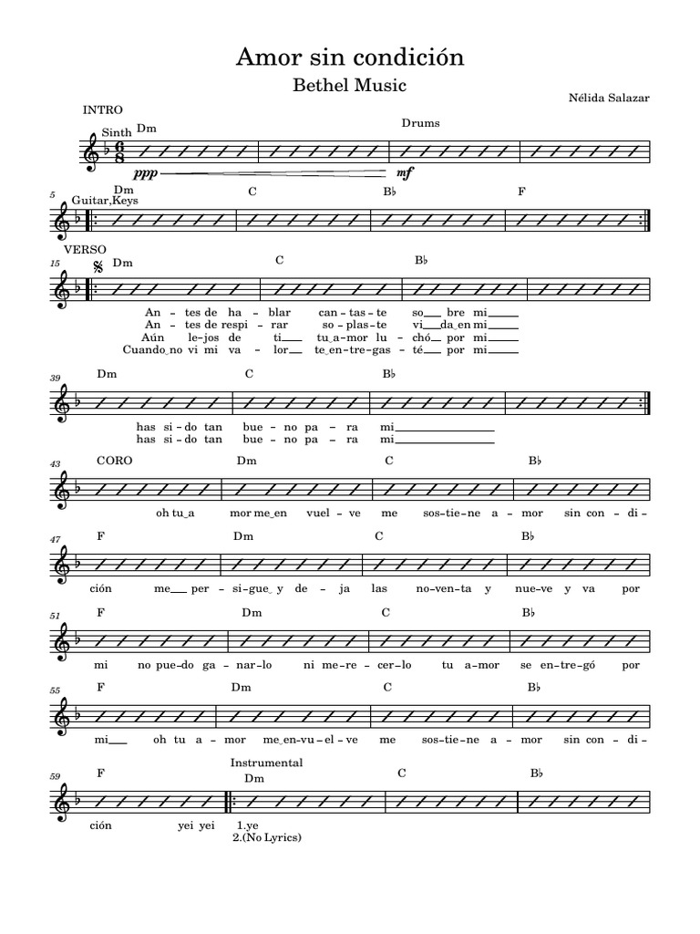Amor Sin Condición - Bethel Music | PDF