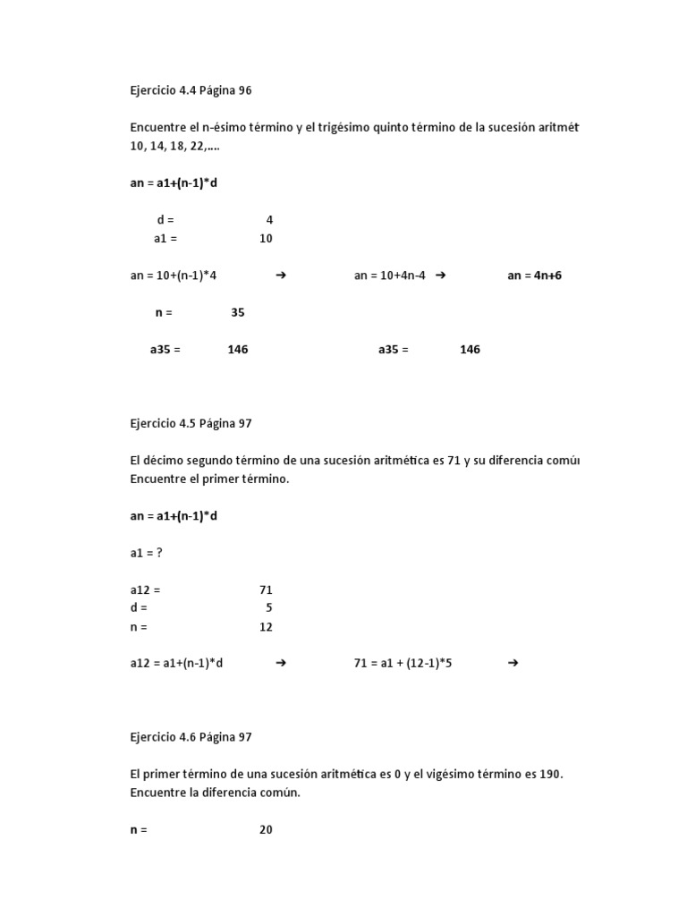 Ejercicios Progresiones | PDF