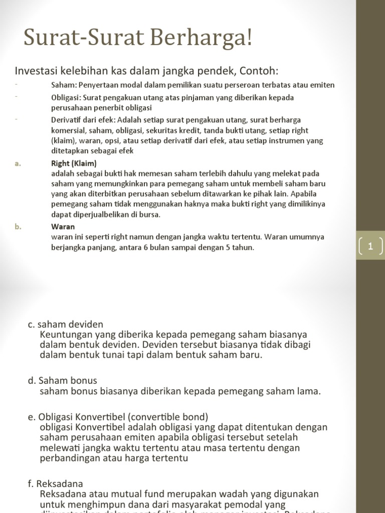 Surat Berharga | PDF