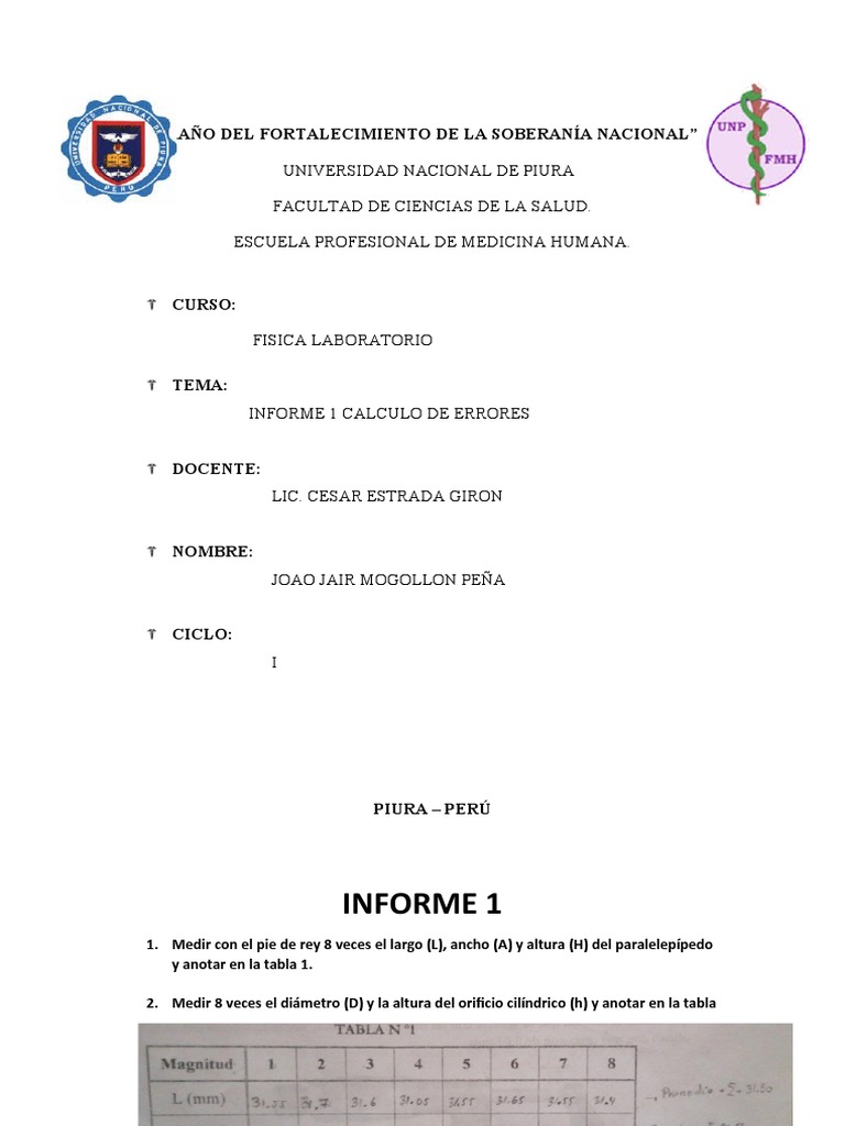 Informe 1 | PDF | Medición | Volumen