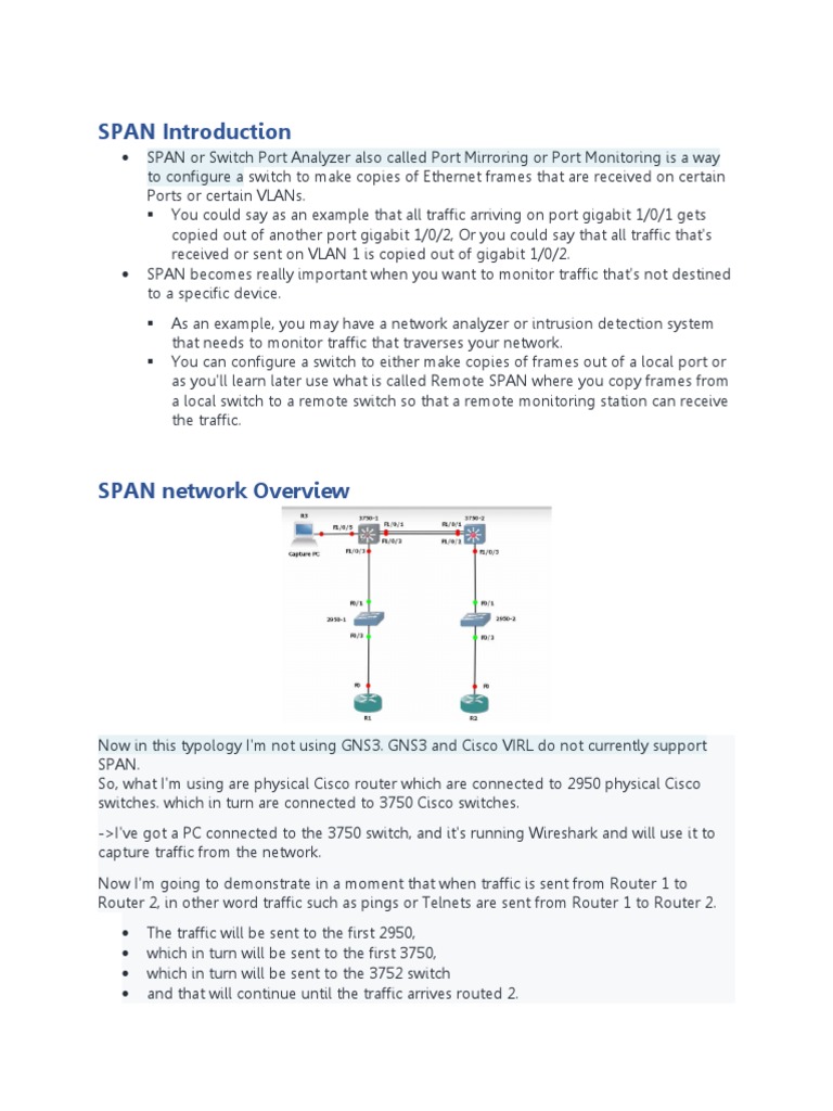 Port SPAN (Mirroring) | PDF | Network Switch | Router (Computing)
