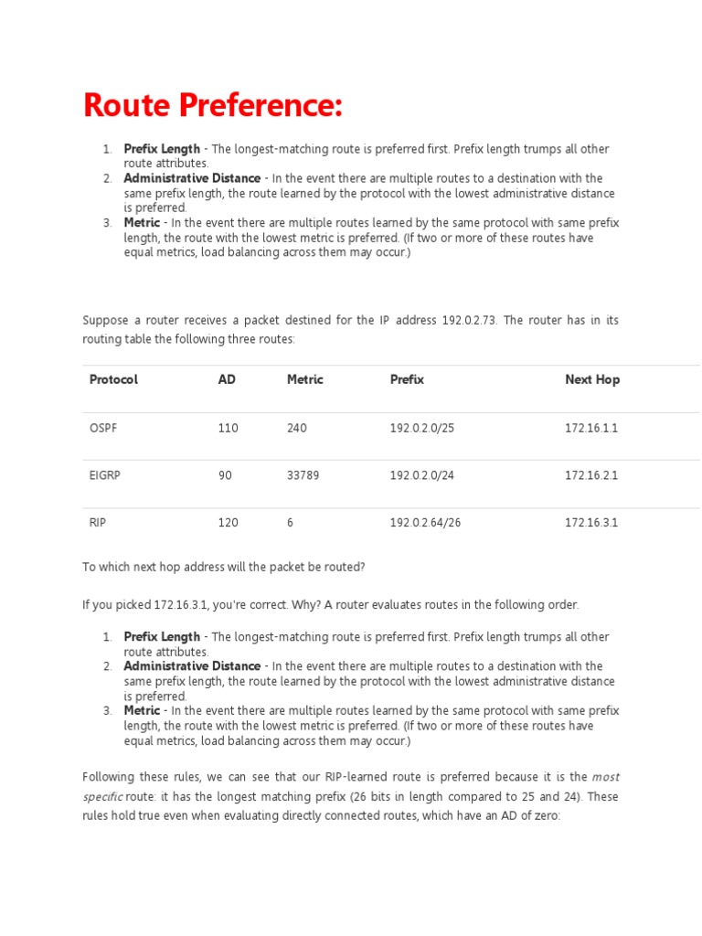 #. Route Preference | PDF | Routing | Router (Computing)