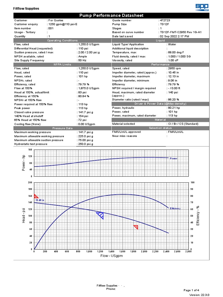 Electric Pump Performance Data | PDF | Pump | Liquids