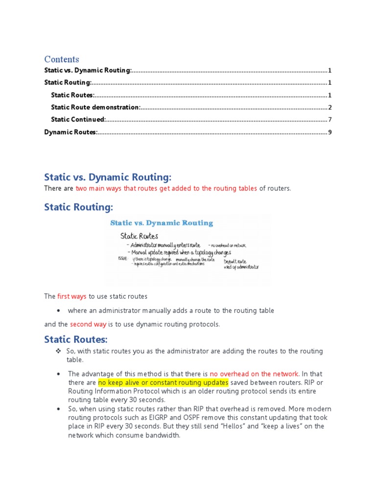 Static Vs Dynamic Routing | PDF | Router (Computing) | Routing Static Vs Dynamic Routing | PDF | Router (Computing) | Routing