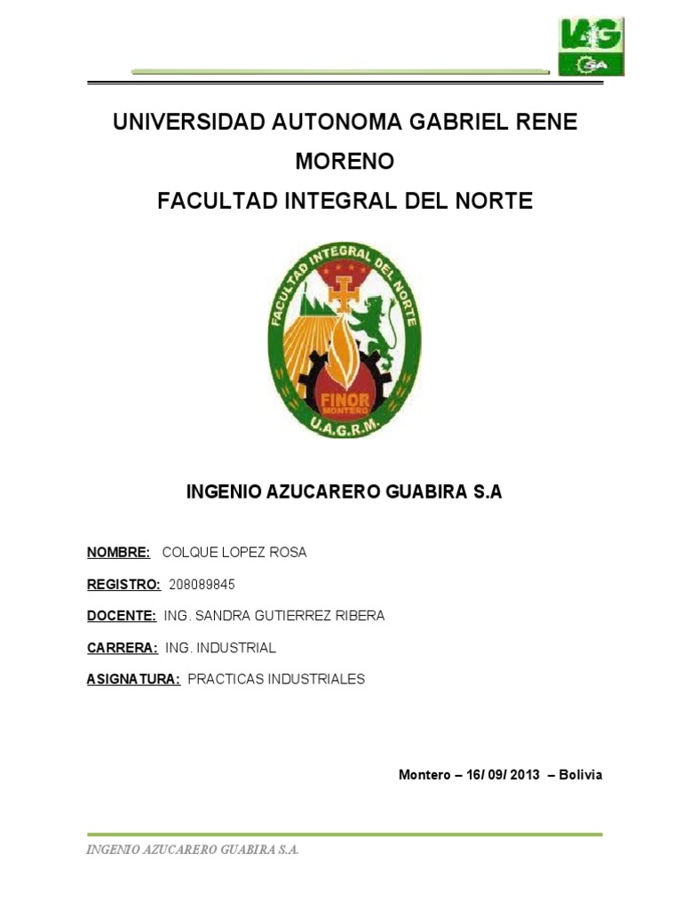 Ingenio Azucarero Guabirá S.A. | PDF | Calidad (comercial) | Azúcar