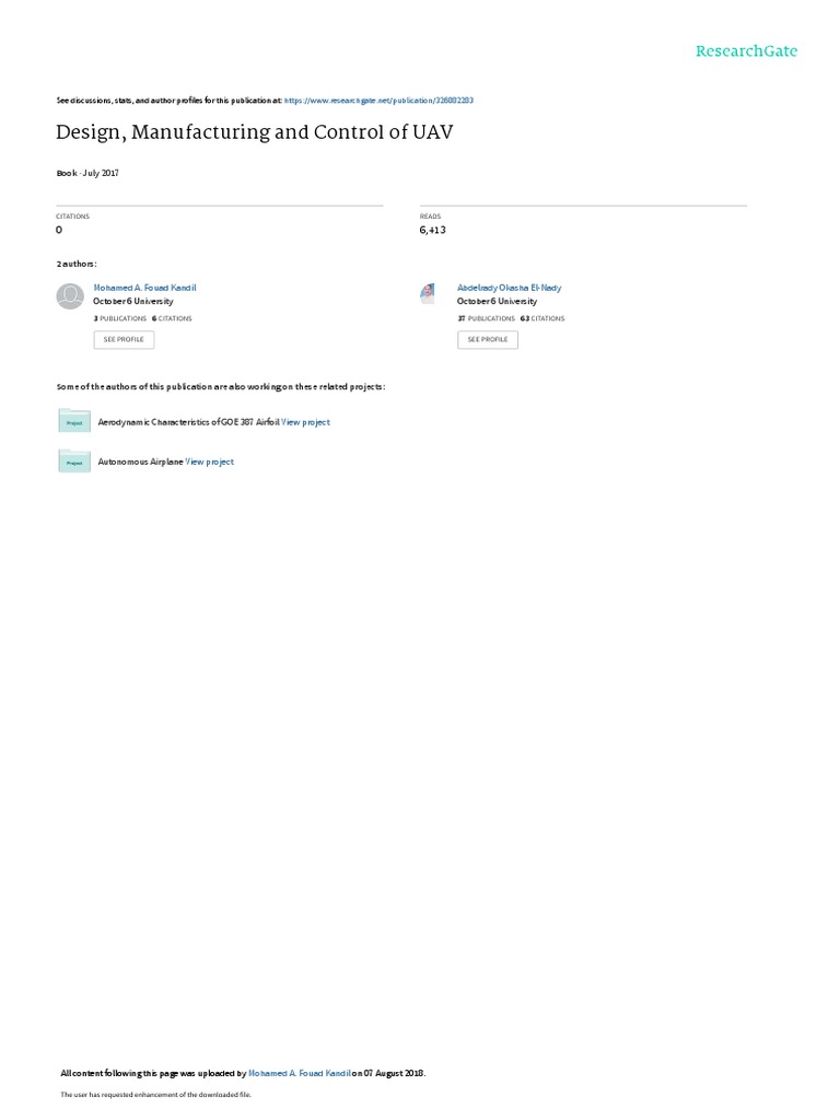 UAV Design and Control Overview | PDF | Unmanned Aerial Vehicle | Lift ...