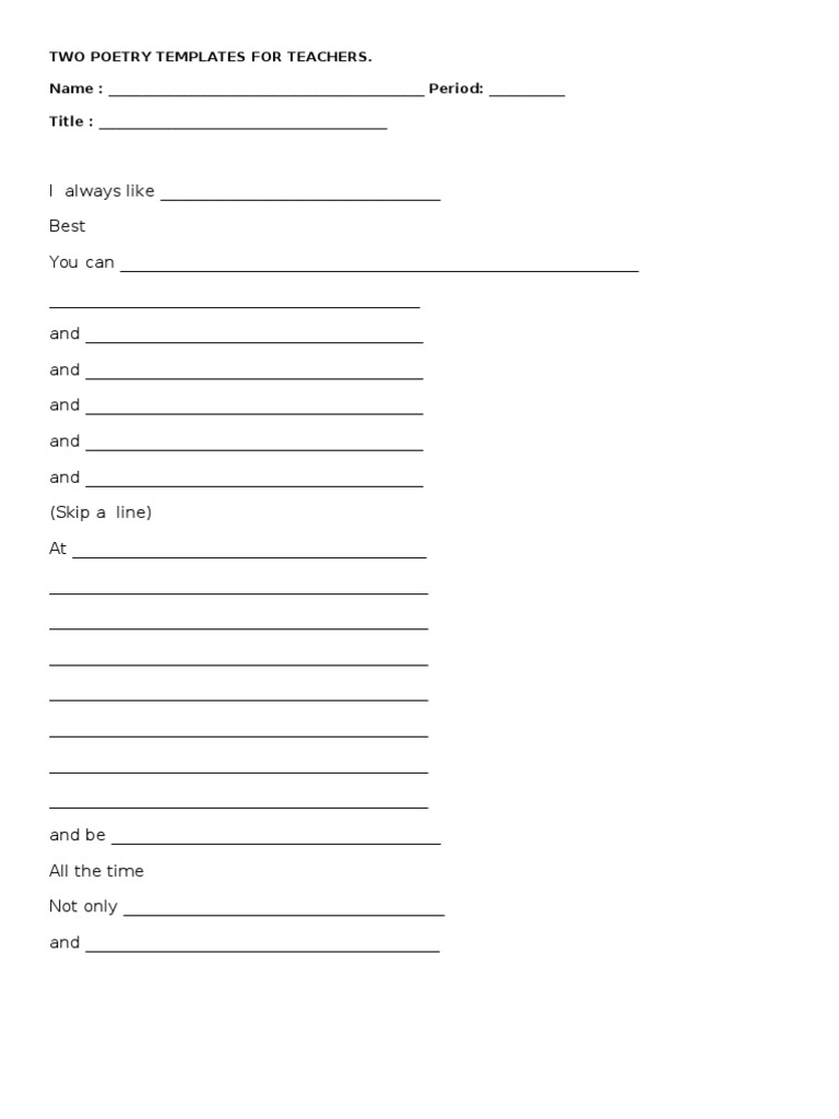 Cinquan Poetry Template for Teachers | PDF