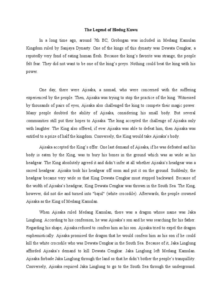 Legend of Bledug Kuwu Explained | PDF