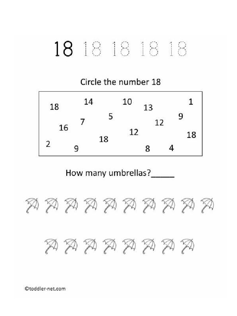 Number 18 Worksheet | PDF
