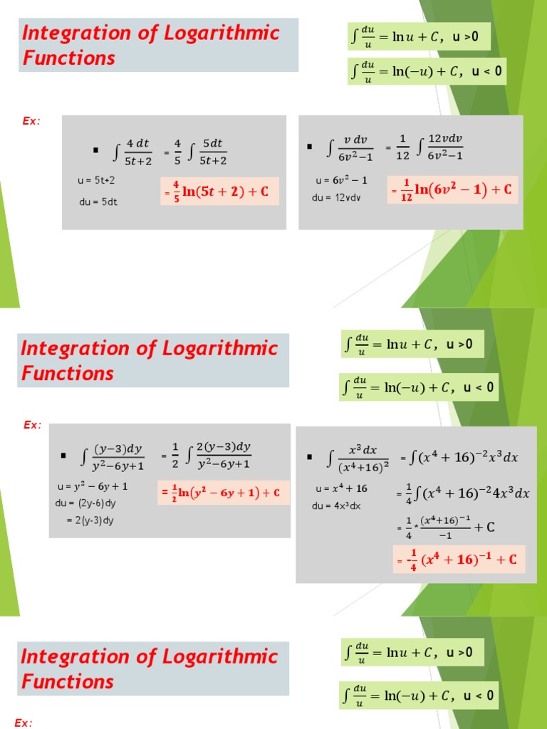 Lesson - Integration of Logarithmic Functions | PDF | Numbers | Mathematical Concepts