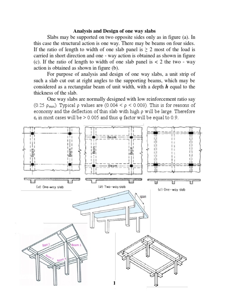 One-Way Slab Design and Analysis Guide | PDF | Beam (Structure) | Materials