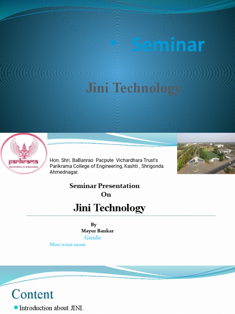 Jini Tech Seminar for Engineers | PDF | Computer Network | Java (Programming Language)