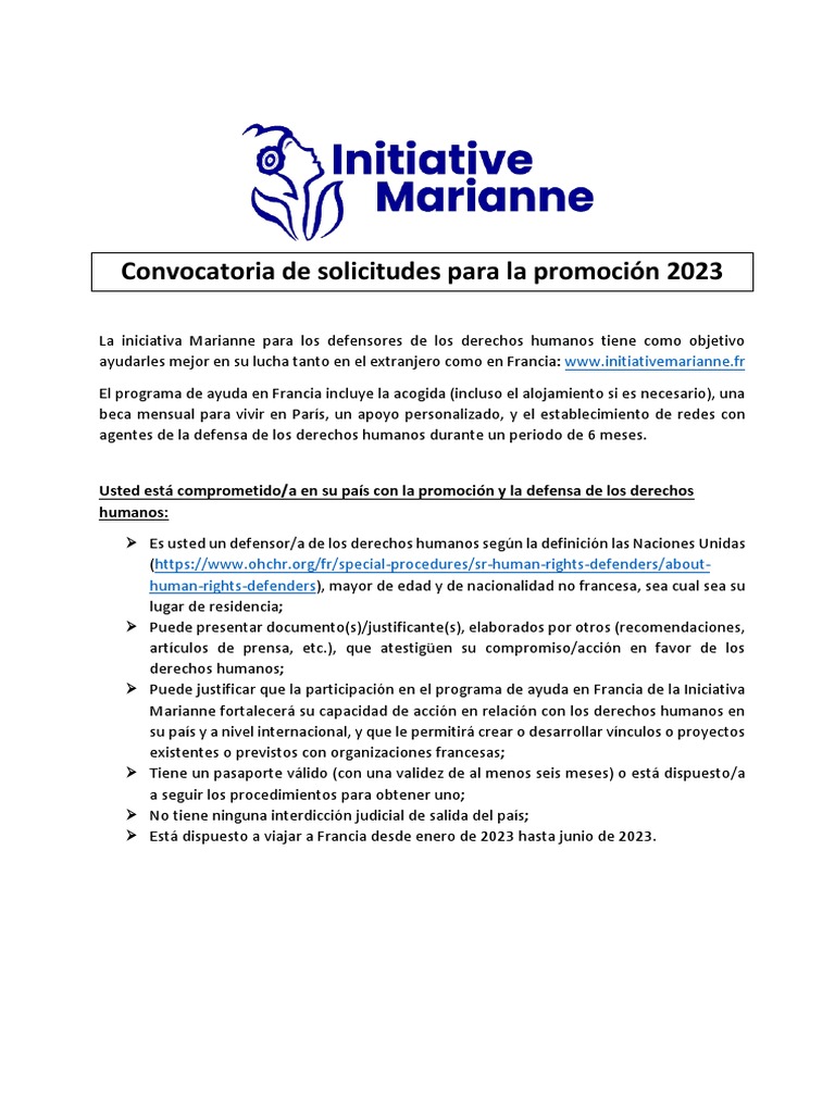 Es - Initiative Marianne - Appel A Candidature | PDF | Francia ...
