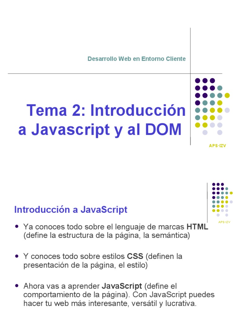 ApsDWEC-Tema2-Introducción A Javascript y Al DOM-V3 | PDF | Modelo de objeto de documento ...