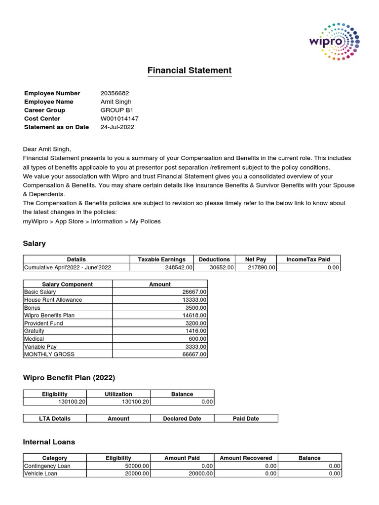 A Comprehensive Summary: Amit Singh's Financial Statement Breakdown ...