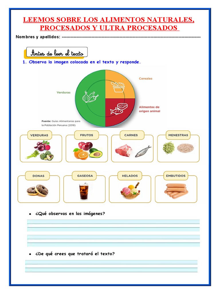 Alimentos Naturales y Procesados para Niños | PDF | Alimentos | Nutrición