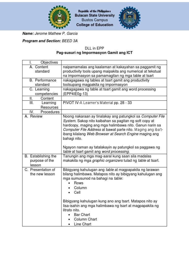 Activity BEED EPP (DLL) - Garcia, Jerome Mathew P | PDF