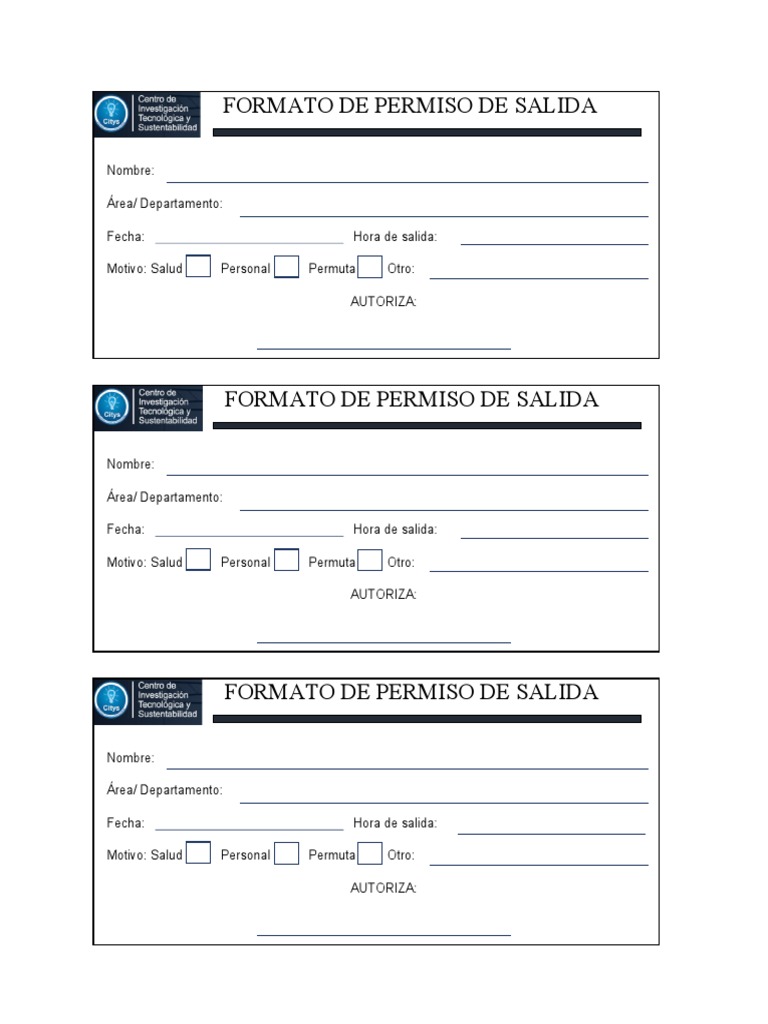 Formato de Permiso de Salida | PDF
