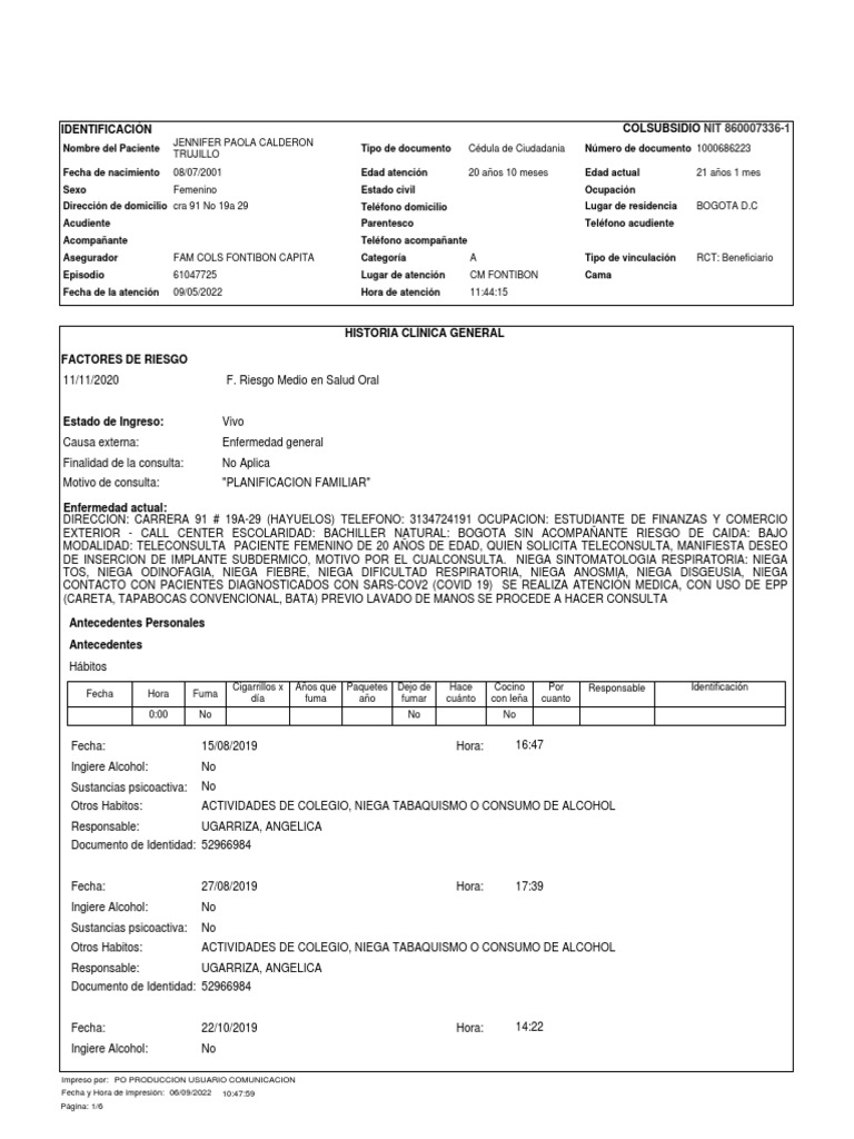 Historia Clinica | PDF | Diagnostico medico | Medicina CLINICA