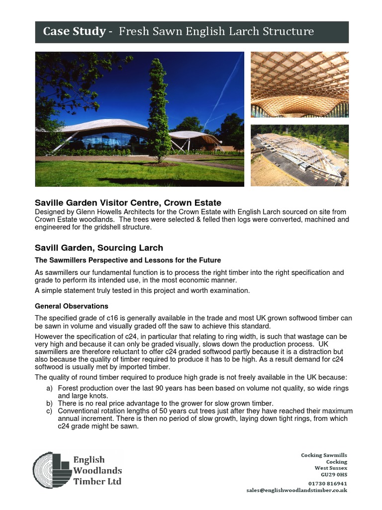 Case Study Saville Gardens STRUCTURAL Larch | PDF | Lumber | Economies