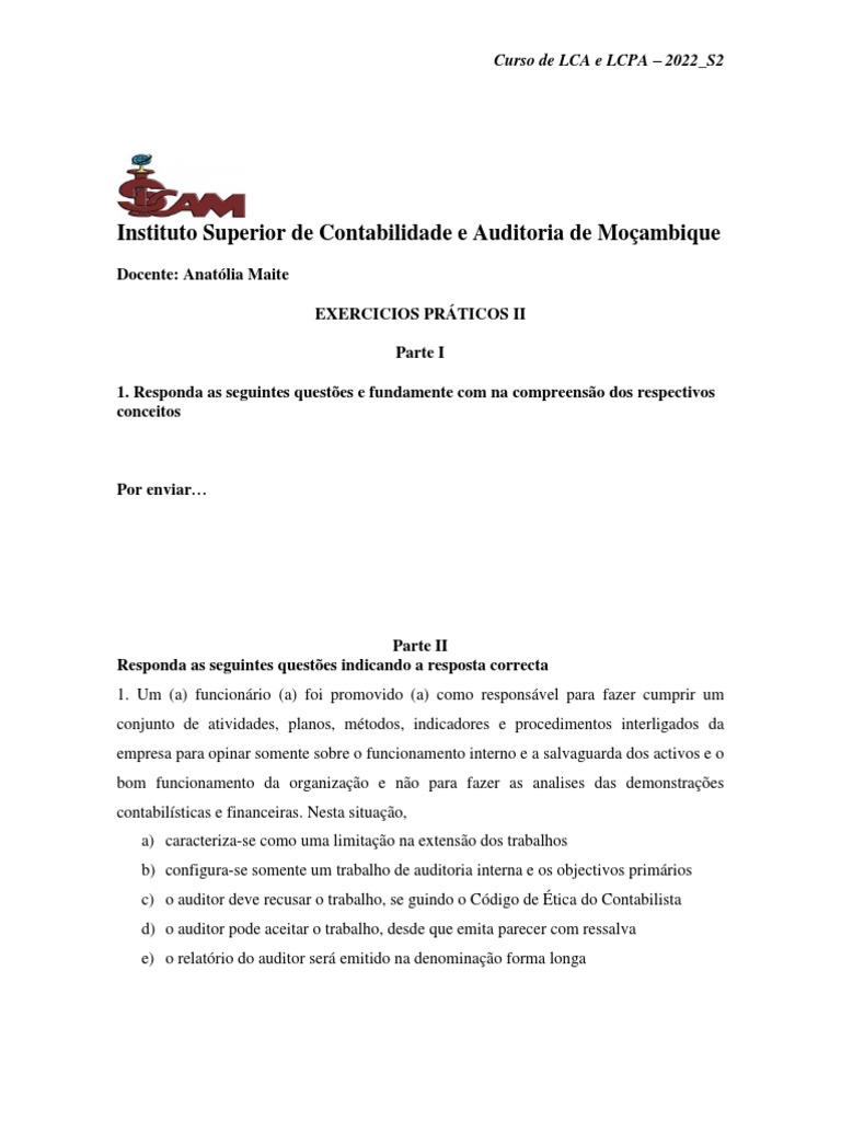 Aula Ptratica LCA e LCPA | PDF | Auditoria interna | Contabilidade