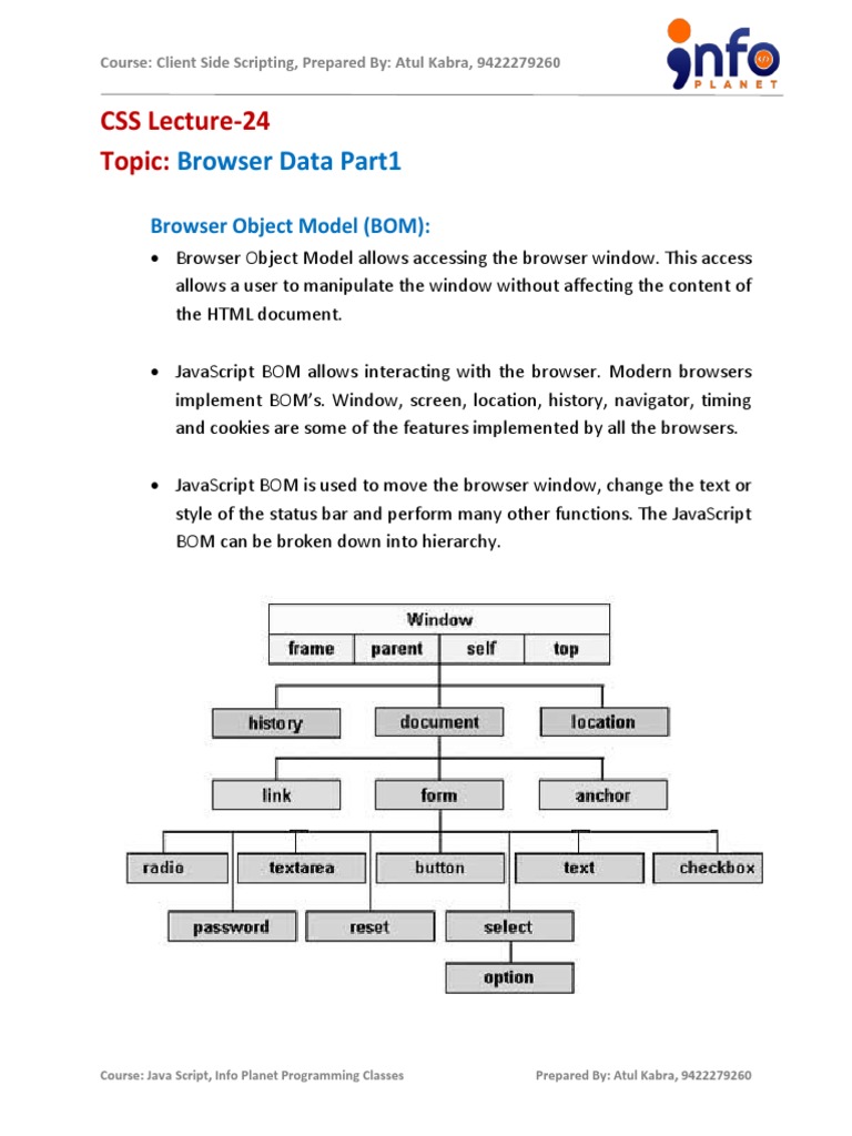 JavaScript Browser Object Model | PDF | Document Object Model | Dynamic ...