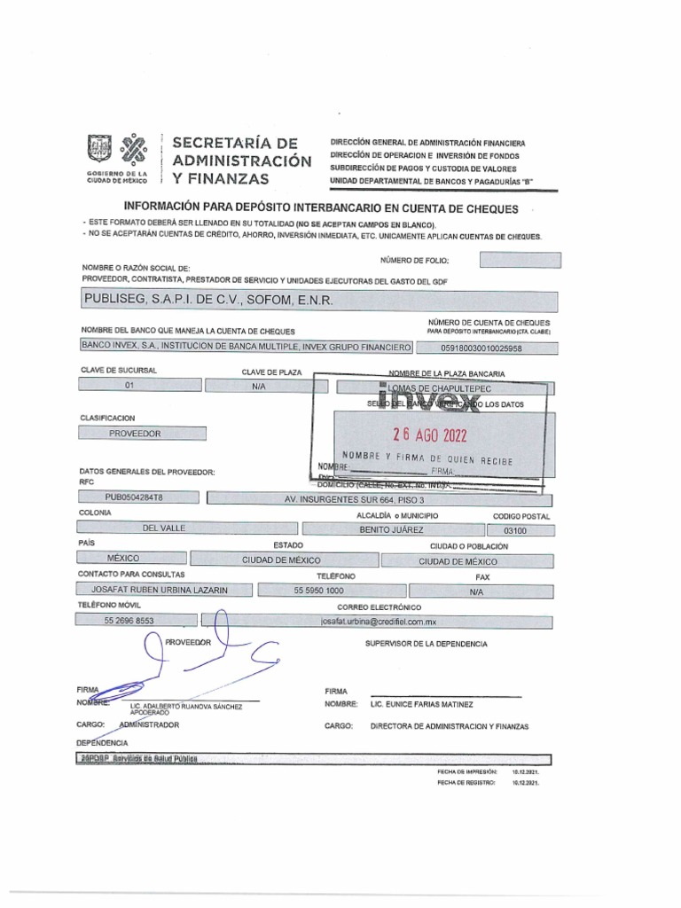 Formato para Llenar - 26 Ago22 (Firmado y Sellado) | PDF