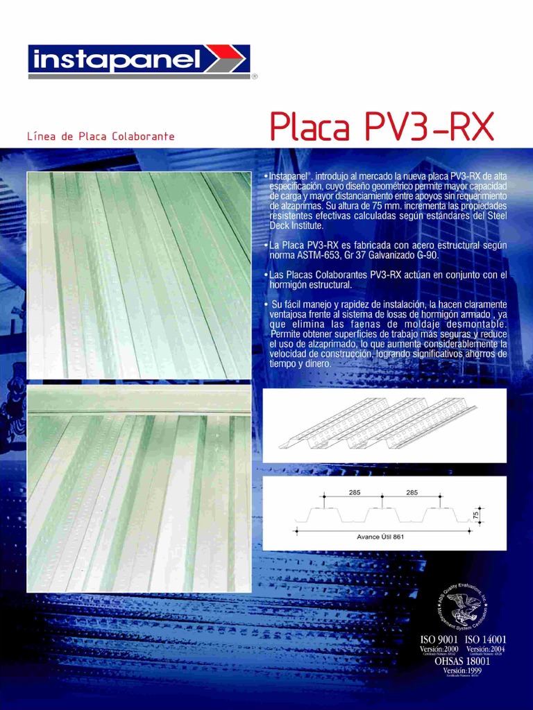 INSTAPANEL - Placa Colaborante PV3-RX | PDF
